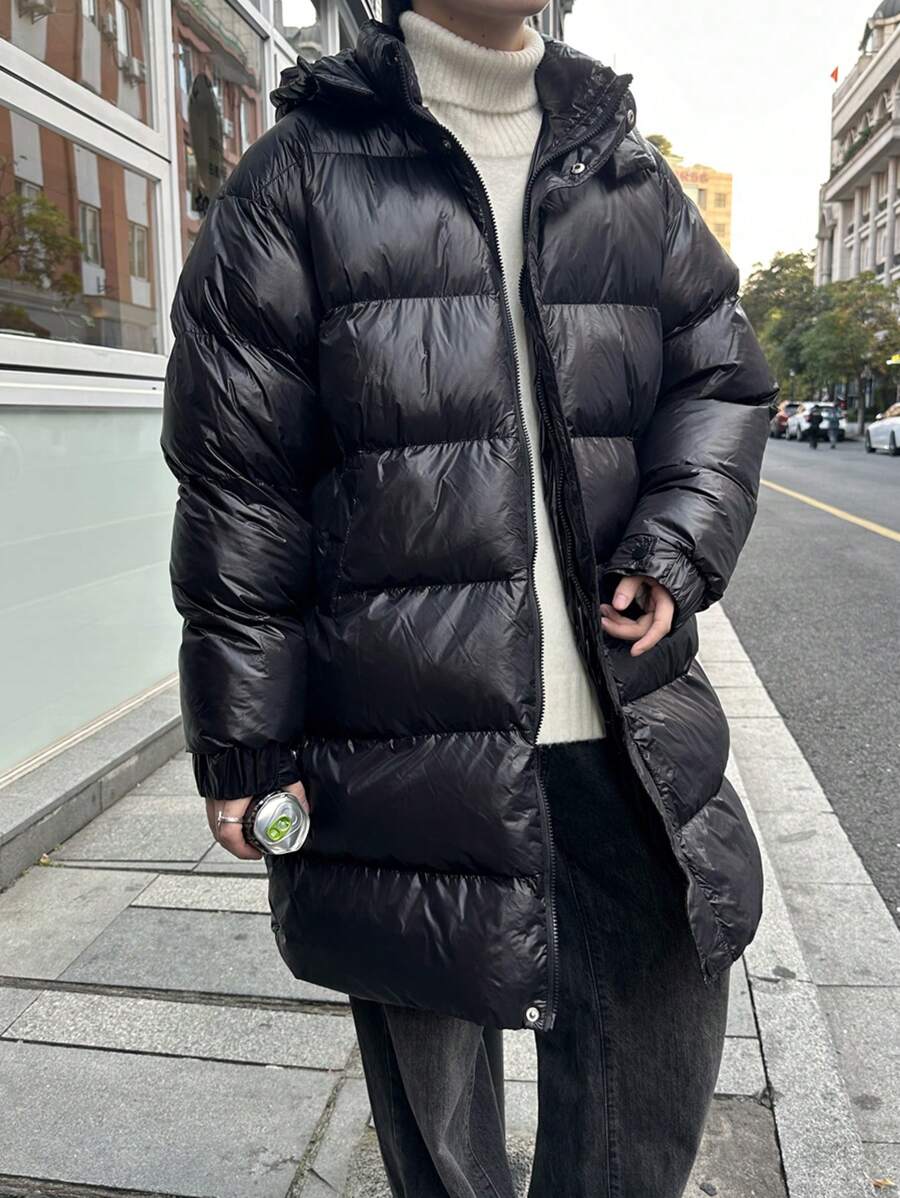 Manfinity Hypemode Men's Oversized Puffer Coat With Zipper Front And Hood | SHEIN UK