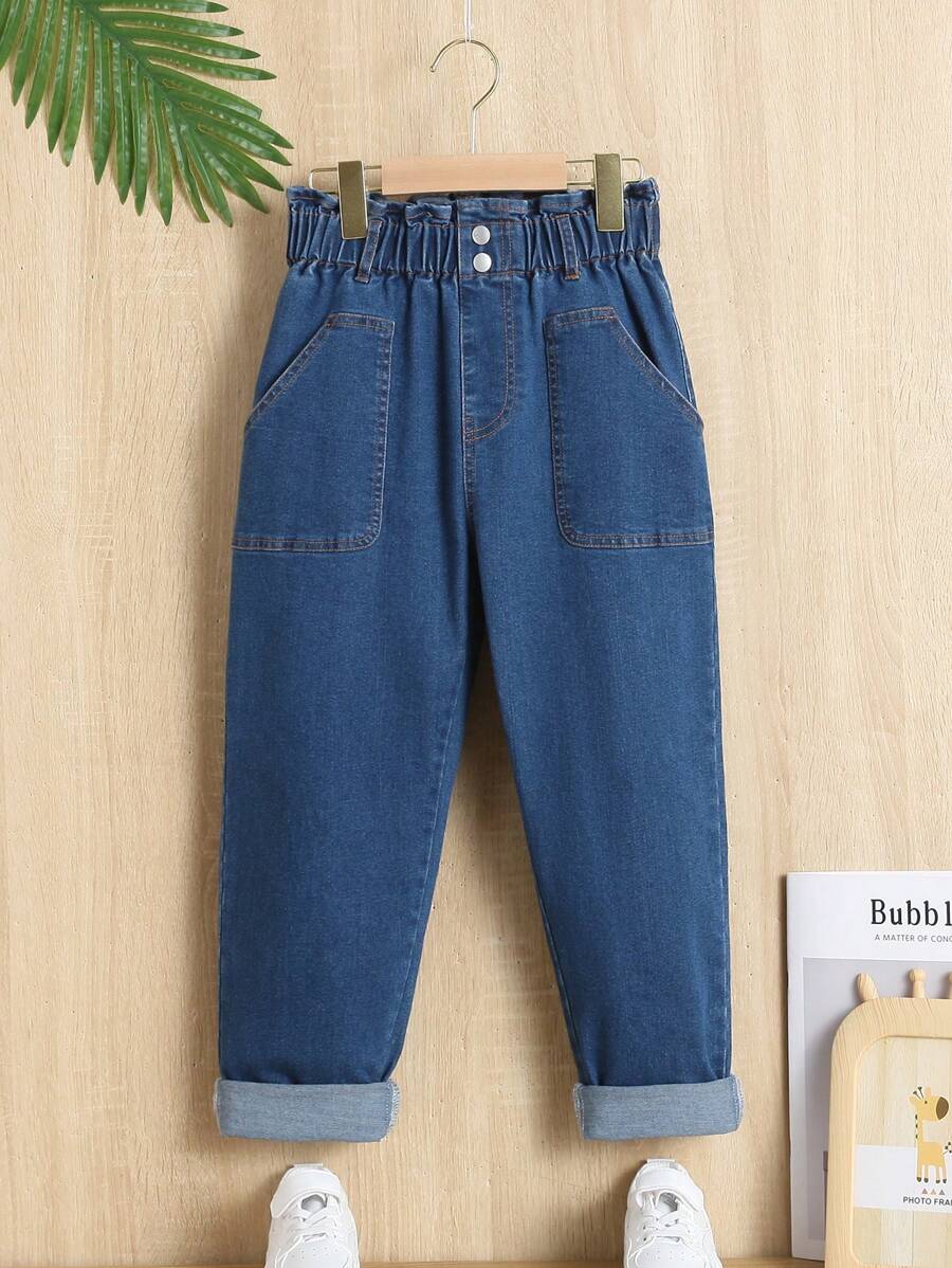 Tween Girl Casual Boho Daily Dark Wash Paperback With Waist Flat ...