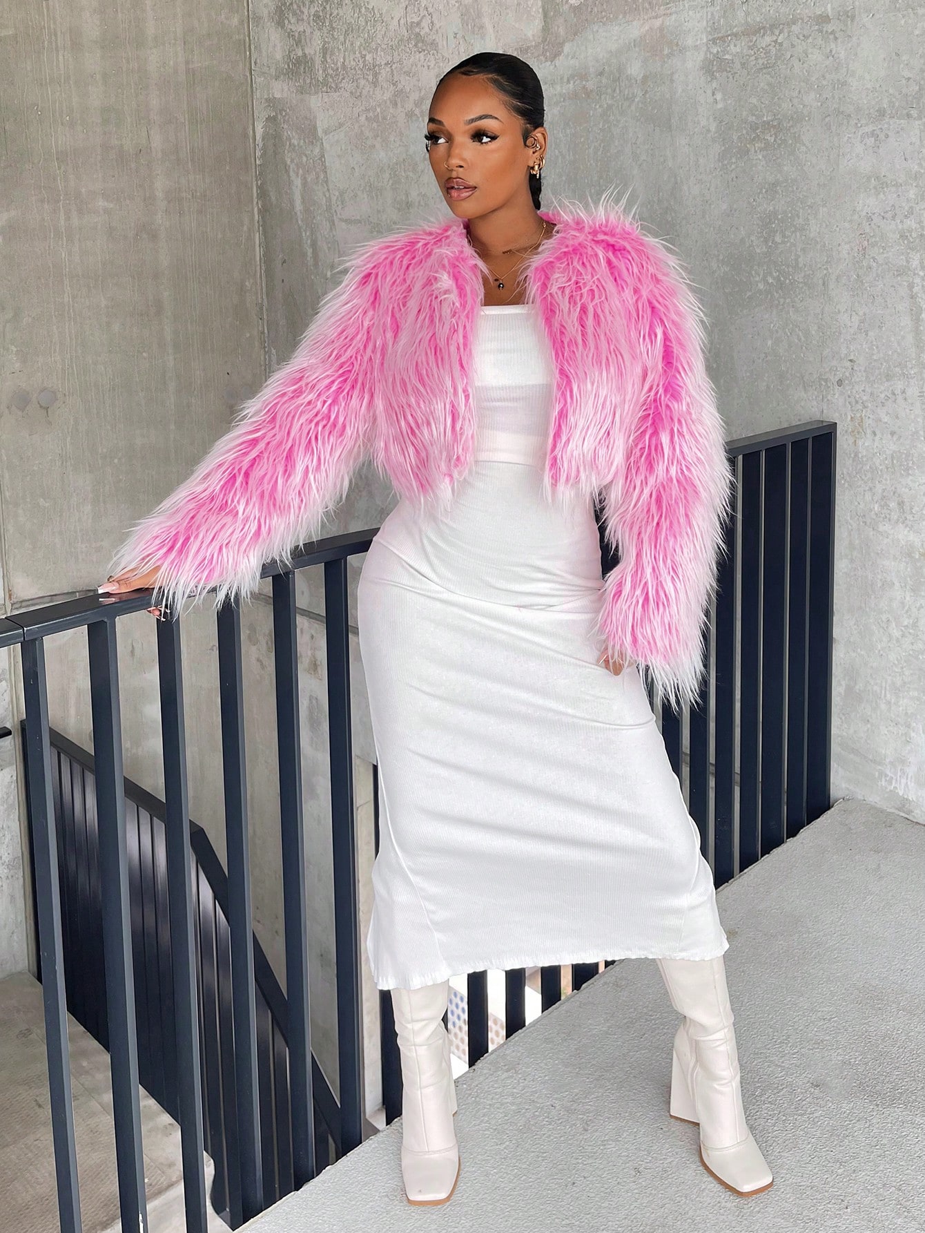 SHEIN SXY Open Front Fuzzy Coat | SHEIN USA