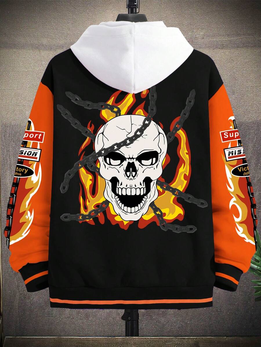 Manfinity EMRG Loose Men's Skull & Letter Graphic Striped Trim ...