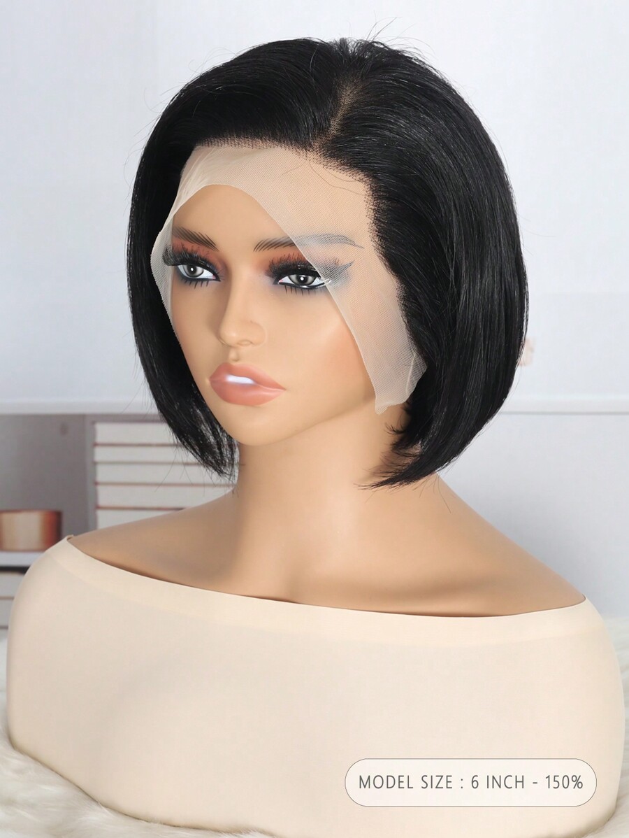 Pixie Cut Human hair wig Black short Bob Wig Human Hair 13x4 Lace ...