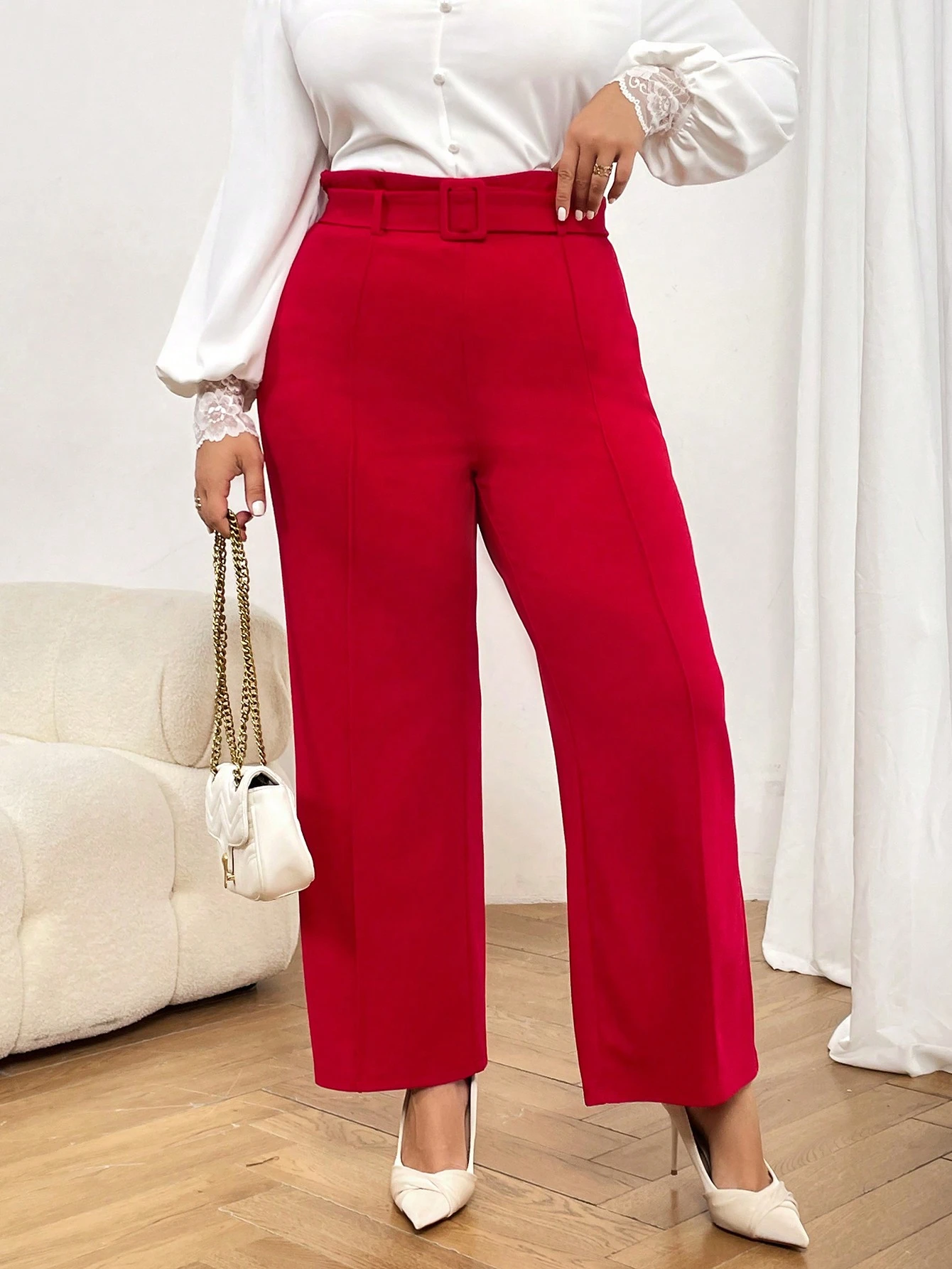 Shein Privé Plus High Waist Belted Wide Leg Pants Shein Usa