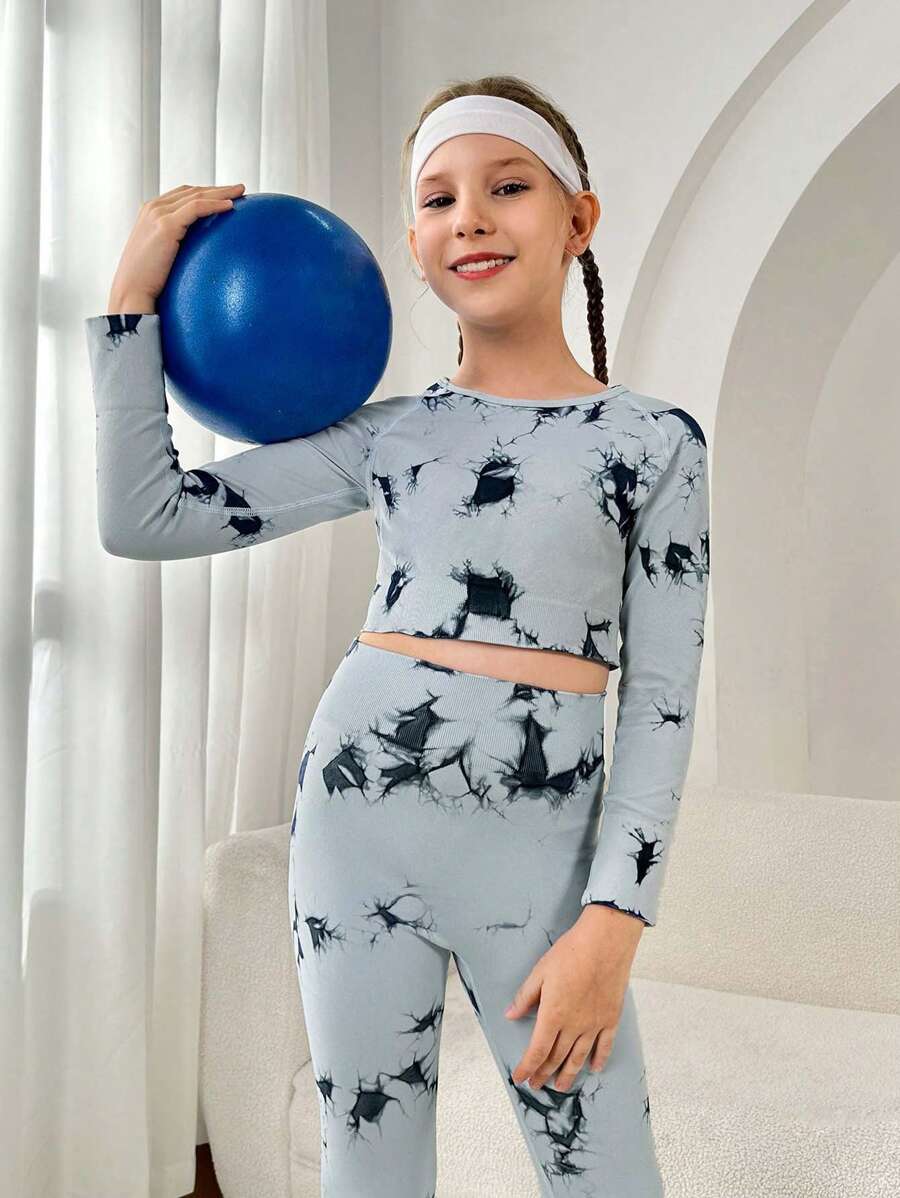 Tween Girl Tie Dye Cut Out Back Sports Set | SHEIN UK