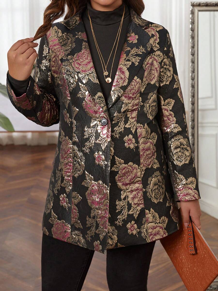 EMERY ROSE Talla grande Blazer jacquard de cuello con solapa | Moda de ...