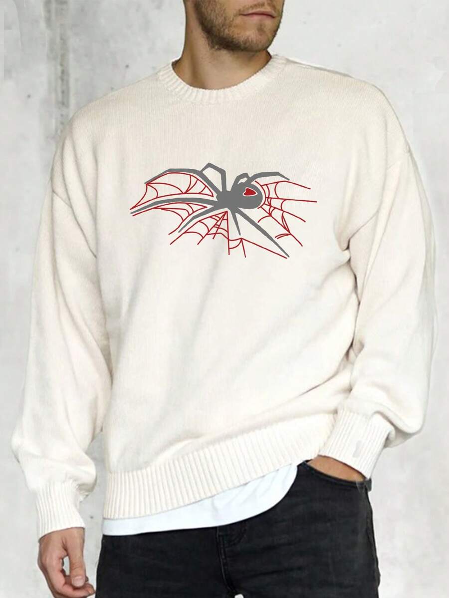 Men Spider Web Pattern Sweater | SHEIN USA