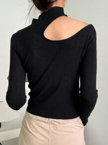 DAZY Stand Neck Cut Out Ribbed Knit Sweater | SHEIN USA