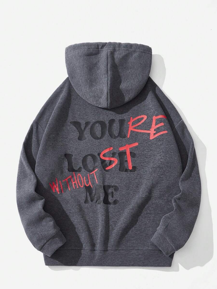Shein Coolane Slogan Graphic Drawstring Hoodie Shein Usa