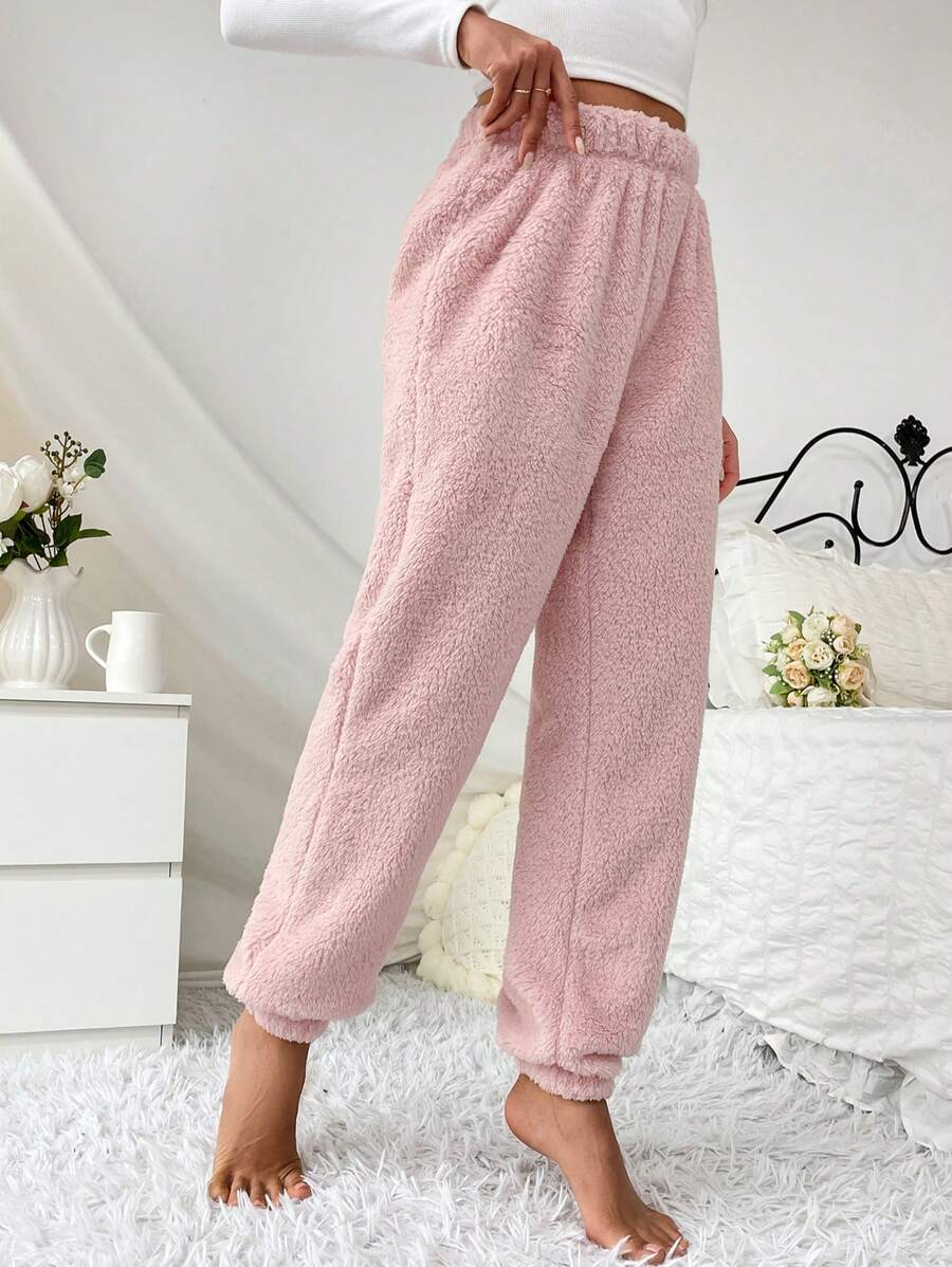 Solid Fuzzy Lounge Pants | SHEIN USA