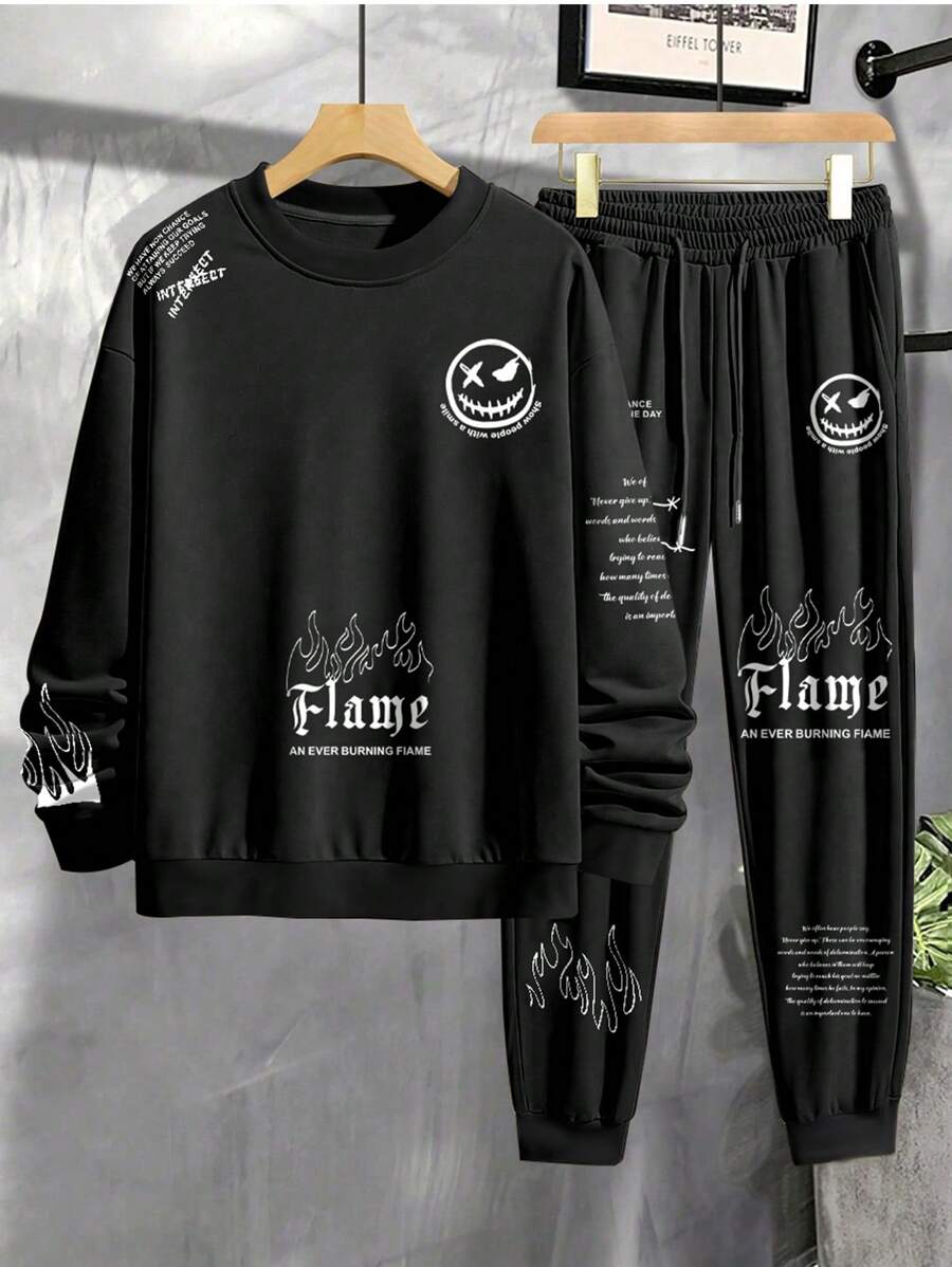 Manfinity EMRG Men's Fun Emoji Printed Sweatsuit Set Including ...