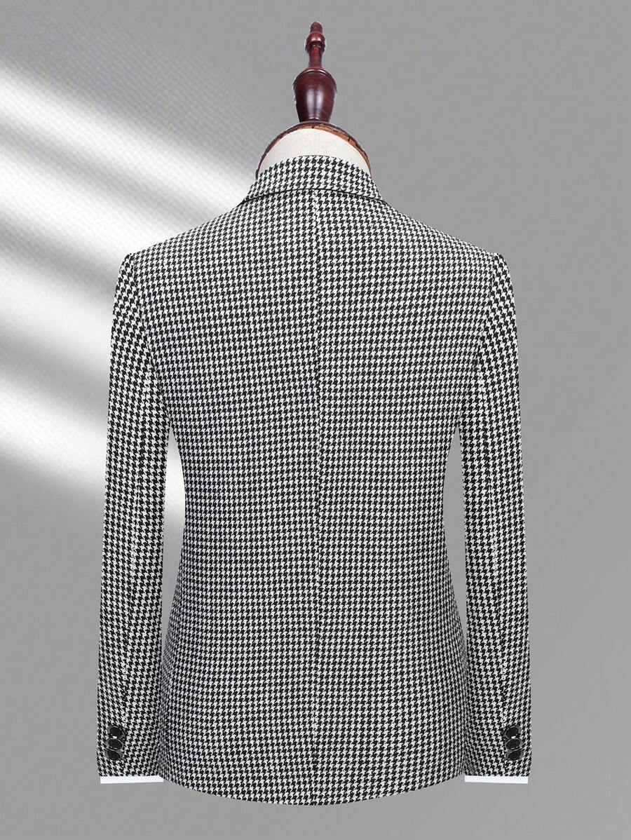 Manfinity Mode Men Houndstooth Print Lapel Neck Blazer Without Shirt ...