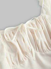 SHEIN MOD Plus Size Women's Ruched Chest Ruffle Sleeve Dress | SHEIN USA