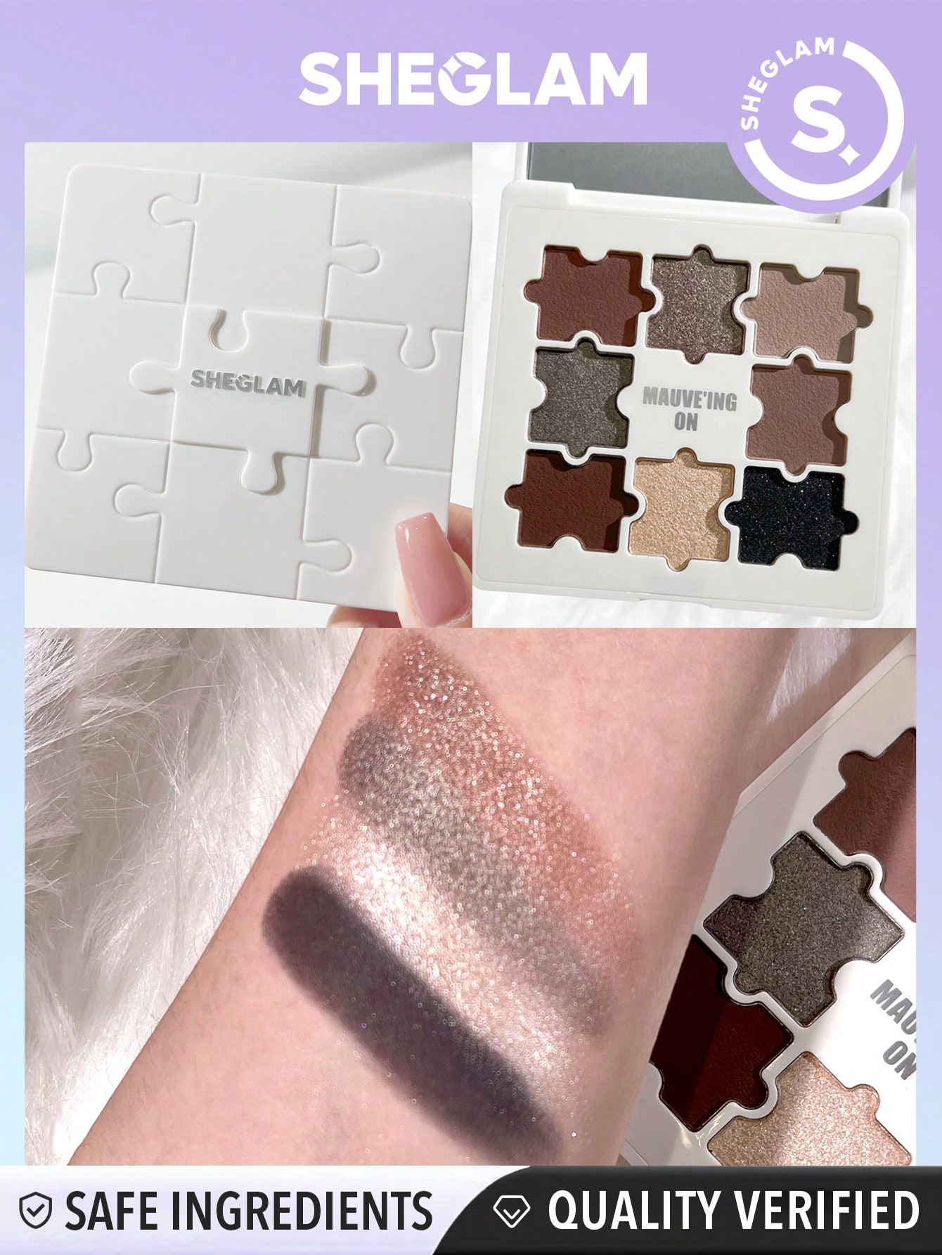 SHEGLAM Jazy Jigsaw Eyeshadow Palette-Mauve'ing On 9-Color Shimmer ...