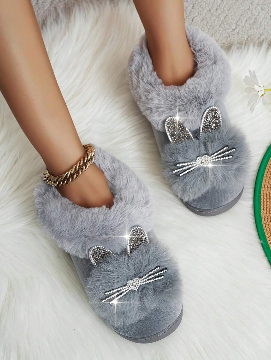Women's Warm Slippers, Stylish Slip On Plush Lining House Shoes, Anti ...