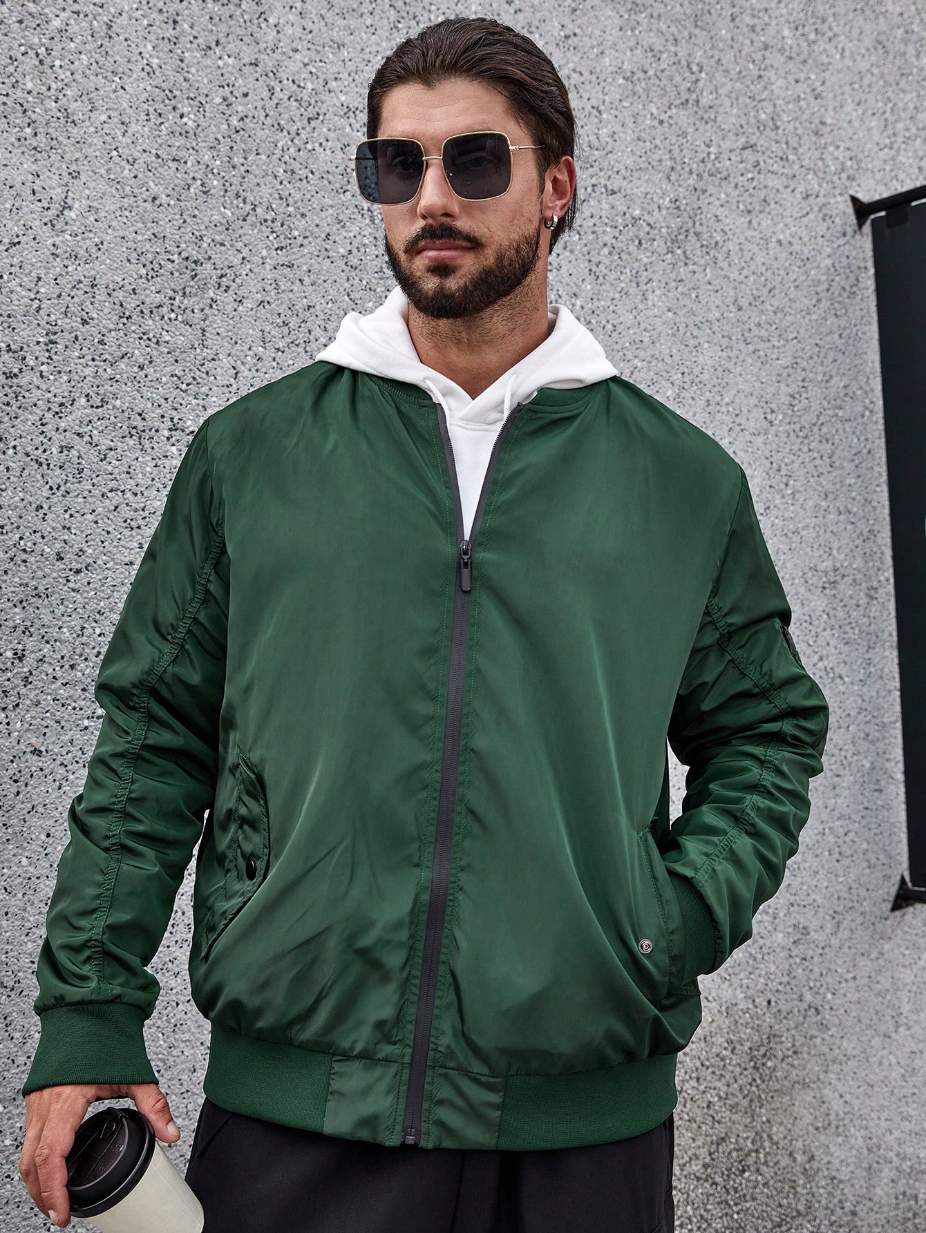 Manfinity Homme Men Plus Zip Up Bomber Jacket | SHEIN