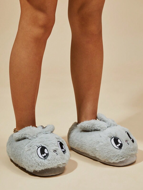 Autumn Winter Cute Cartoon Bunny Plush Thick Sole Couple Indoor Slipper ...