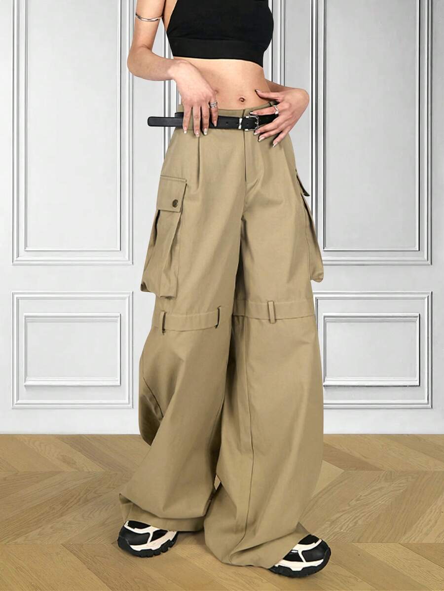 SHEIN Unity Flap Pocket Side Cargo Pants Without Belt | SHEIN USA