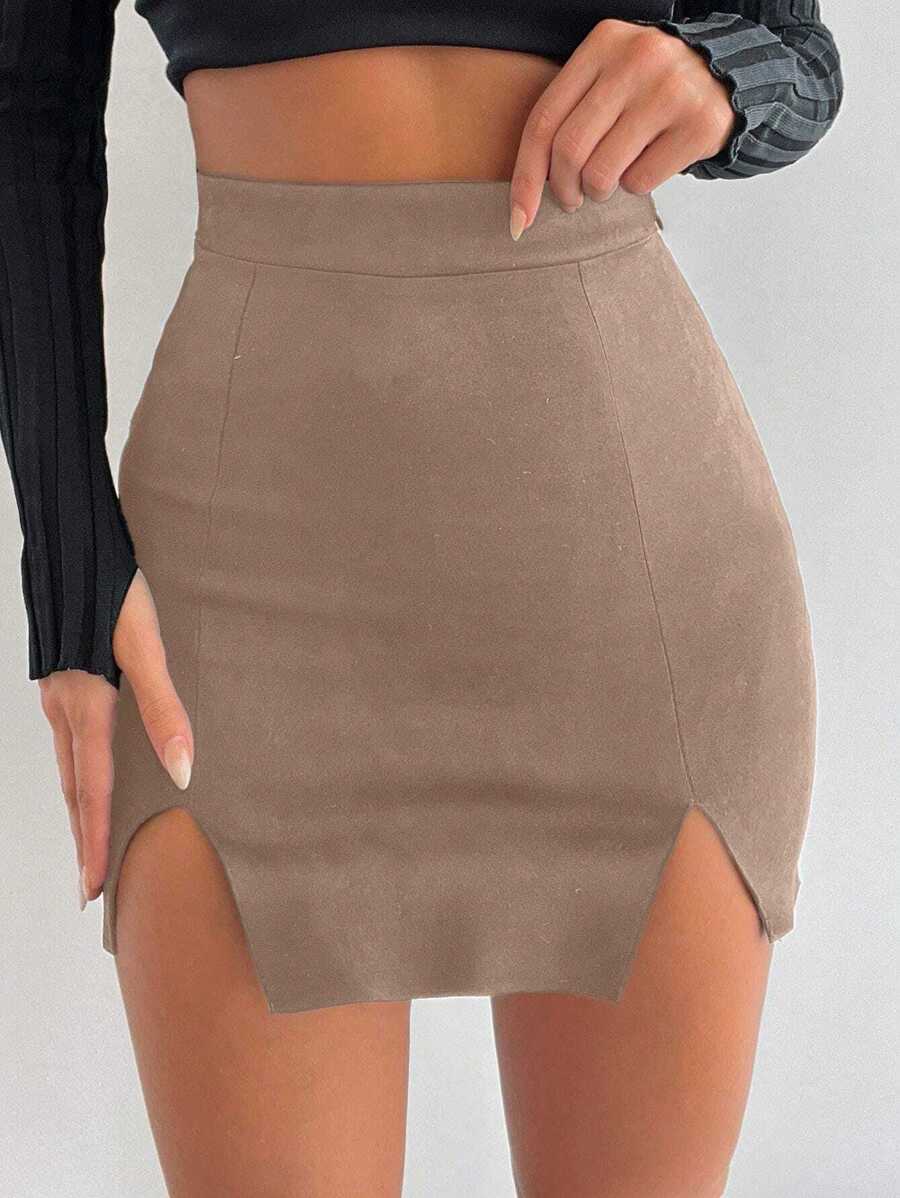 EURMUSE High Waist Split Hem Skirt | SHEIN USA
