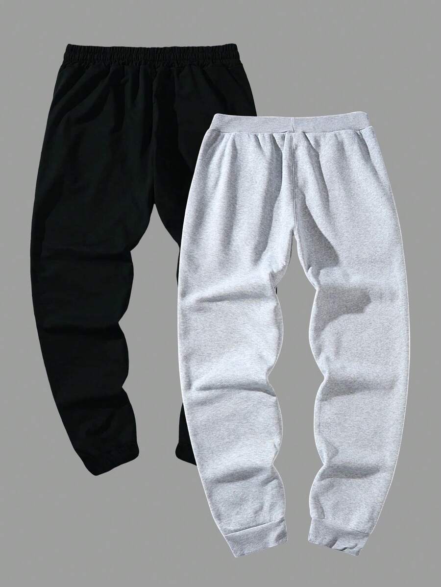 Manfinity Men 2Pcs Graphic Print Drawstring Waist Sweatpants Long ...