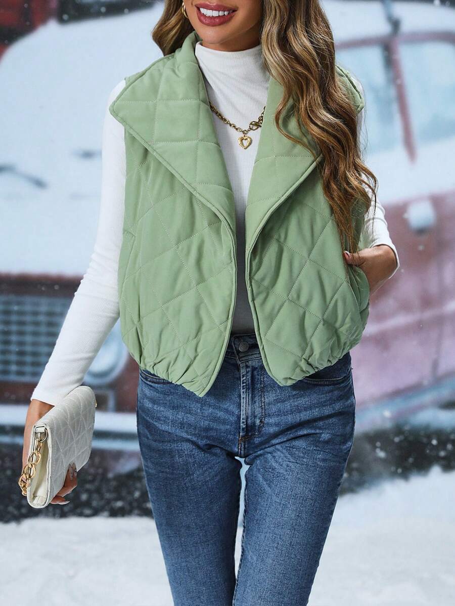 SHEIN Unity Waterfall Collar Vest Quilted Padded Coat Clothes Winter ...