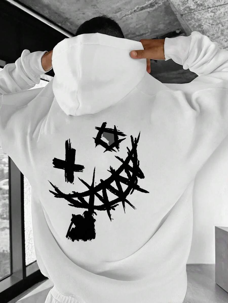 Manfinity EMRG Hombres talla grande Capucha con estampado de dibujos ...