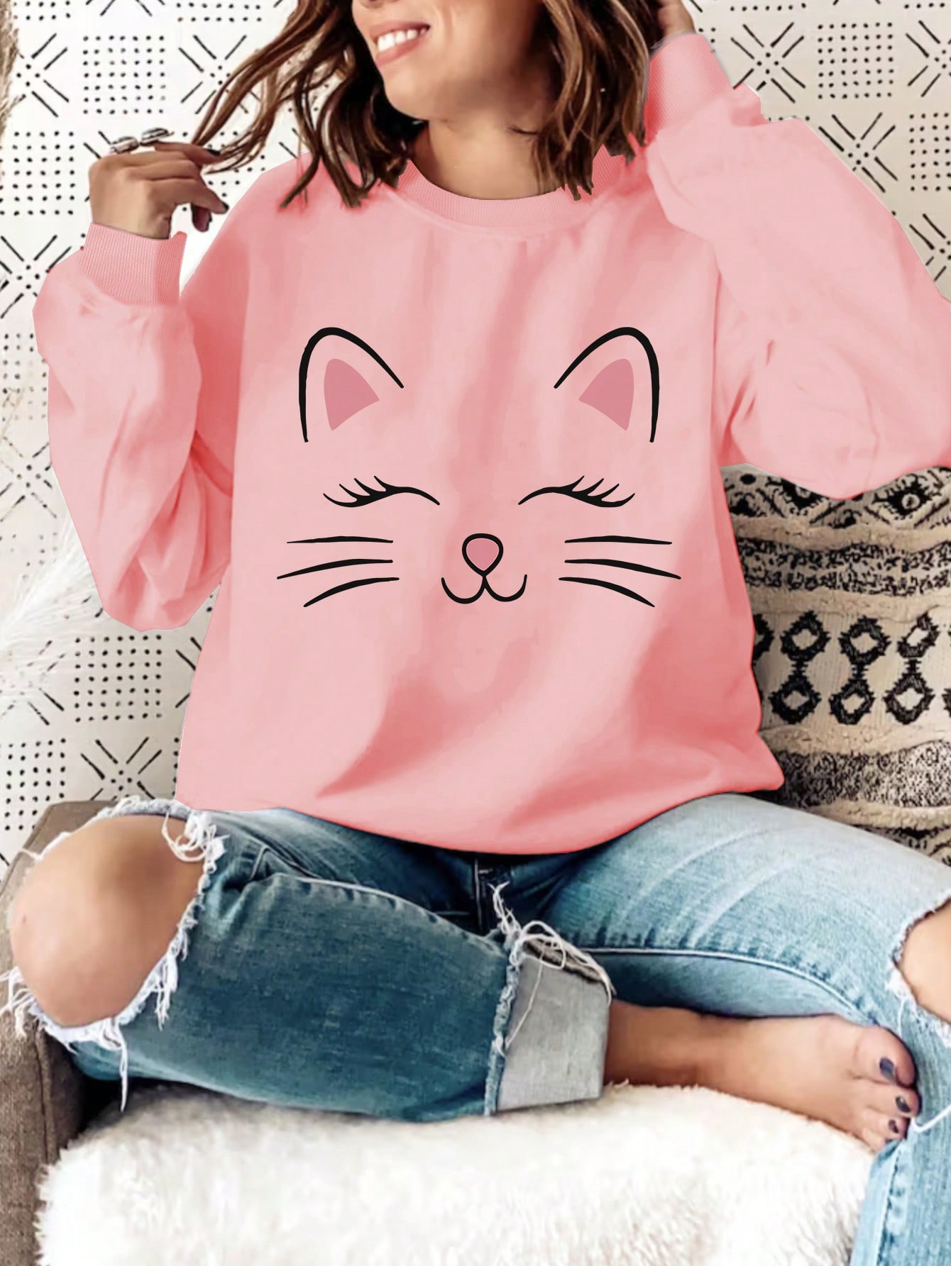 Shein Unity Plus Cartoon Graphic Drop Shoulder Sweatshirt Shein Usa