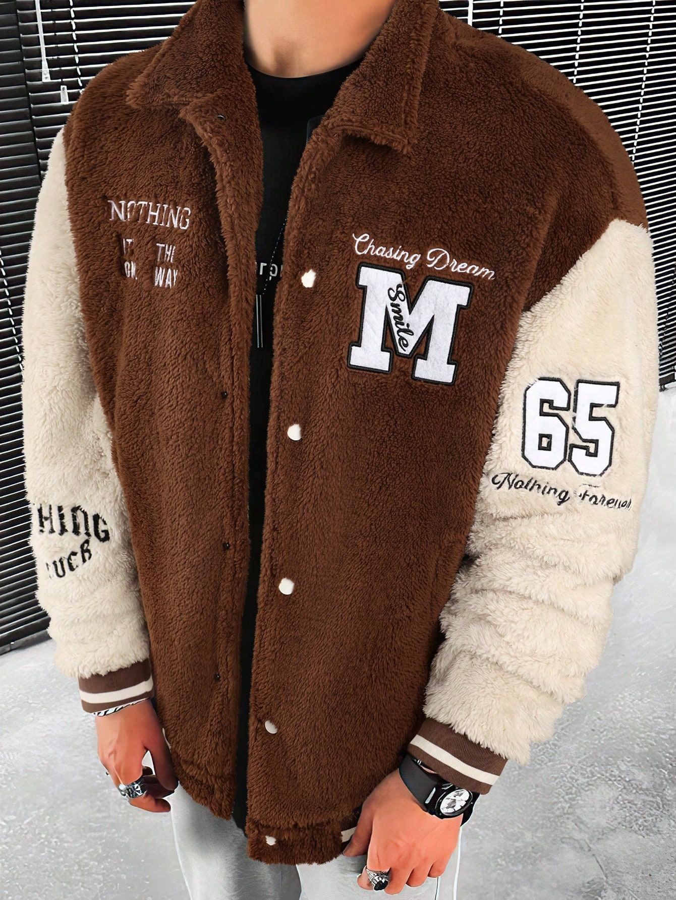 Manfinity Sporsity Men's Letter Embroidery Contrast Color Button Front ...