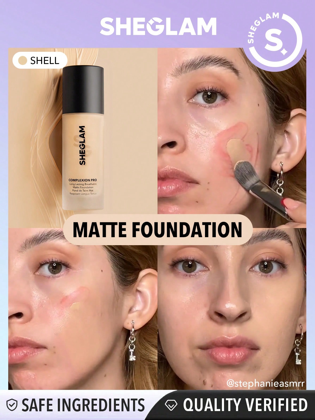 SHEGLAM Complexion Pro Long Lasting Breathable Matte Foundation-Shell ...