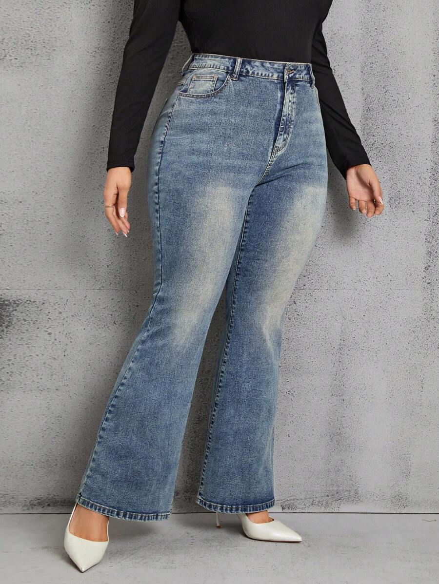 SHEIN LUNE Women's Plus Size Flared Jeans | SHEIN USA