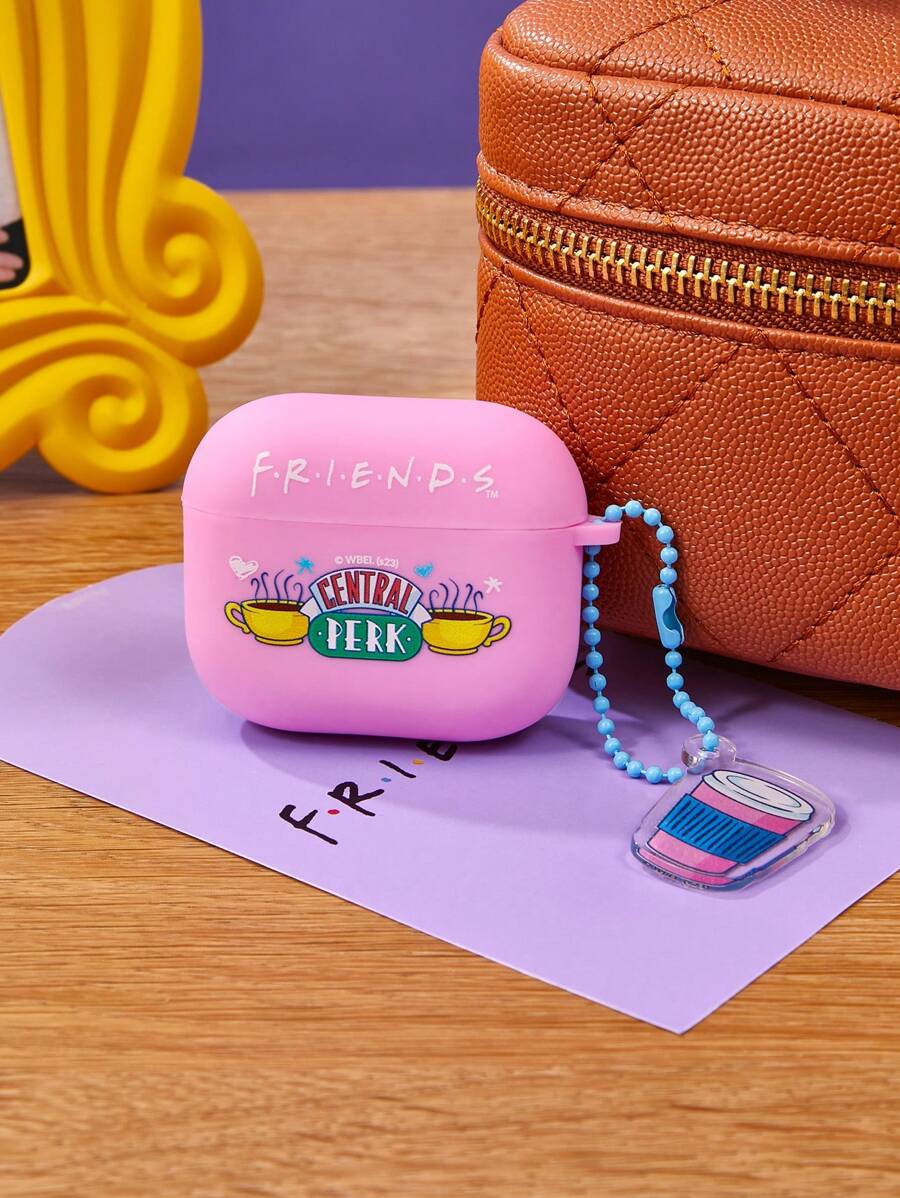 FRIENDS X SHEIN Central Perk Coffee Cup Patterned Pink Earphone Case ...