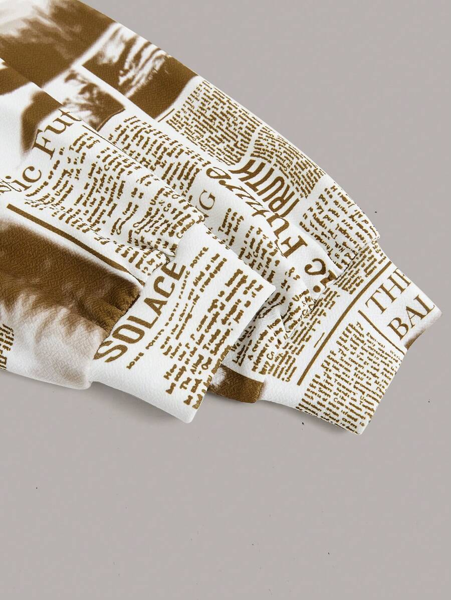 SHEIN EZwear Newspaper Print Sweatshirt | SHEIN UK