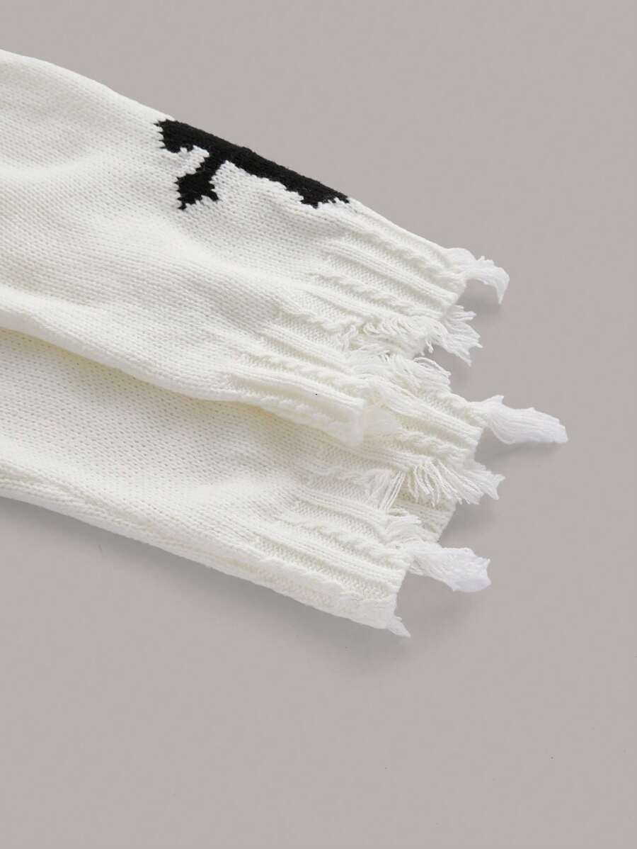 SHEIN EZwear Plus Size Women's Cross Pattern Distressed Sweater ...