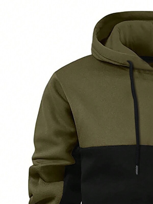 Manfinity Emrg Men Color Block Kangaroo Pocket Drawstring Hoodie