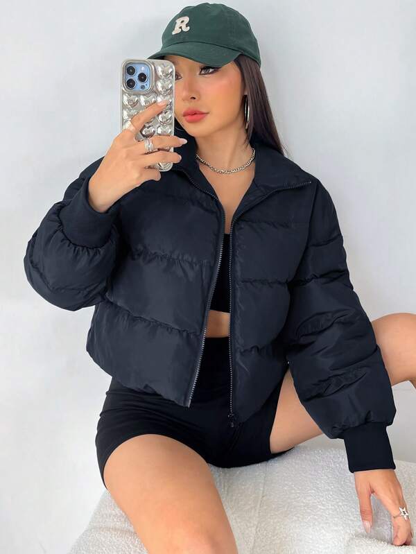 SHEIN EZwear Zip Up Puffer Coat | SHEIN USA