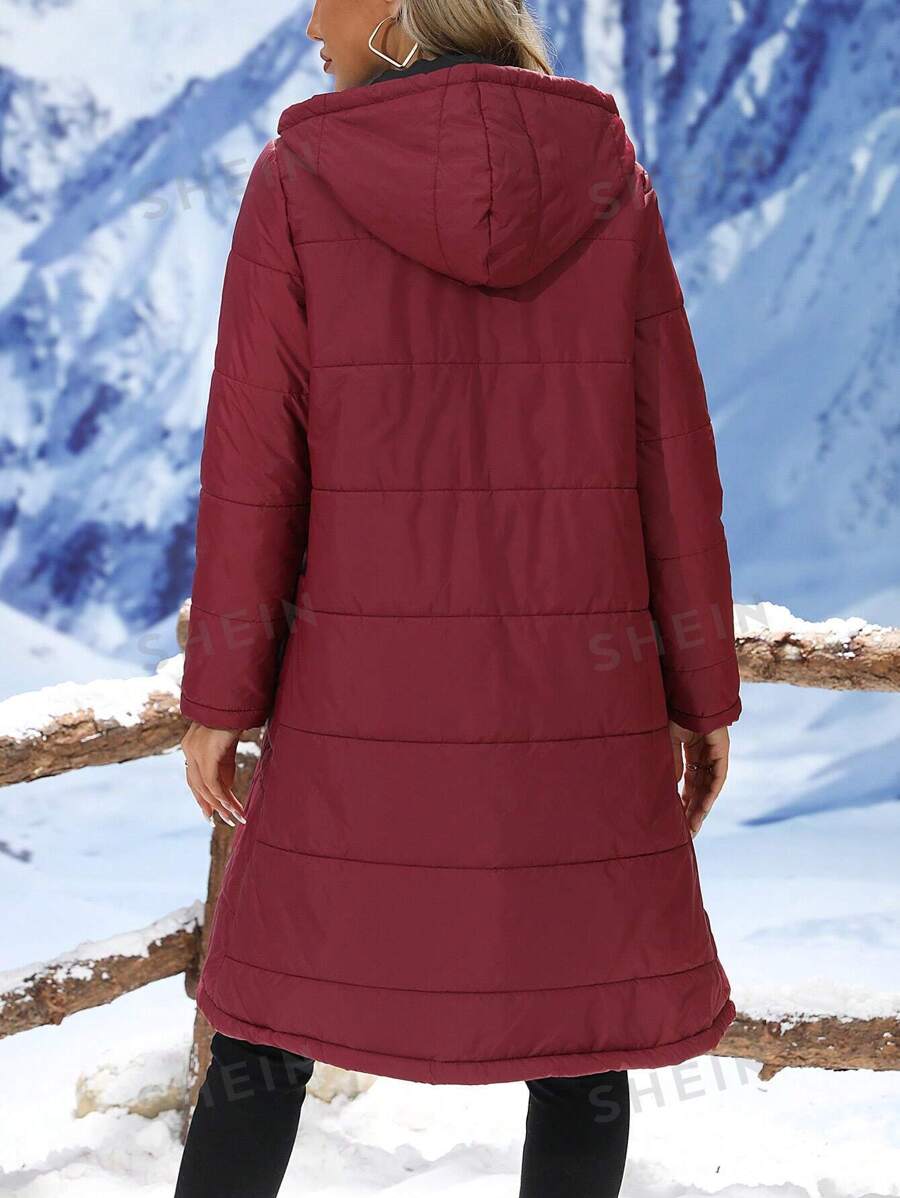 SHEIN LUNE Dual Pocket Hooded Padded Coat | SHEIN UK
