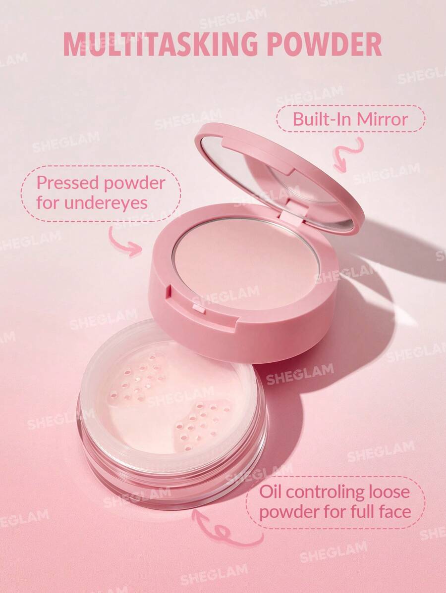 SHEGLAM Insta-Ready Face & Under Eye Setting Powder Duo-Bubblegum 2 In ...