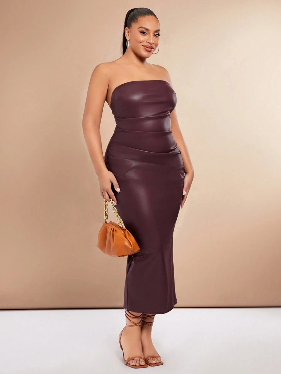 SHEIN BAE Plus Ruched Tube Bodycon Dress | SHEIN USA