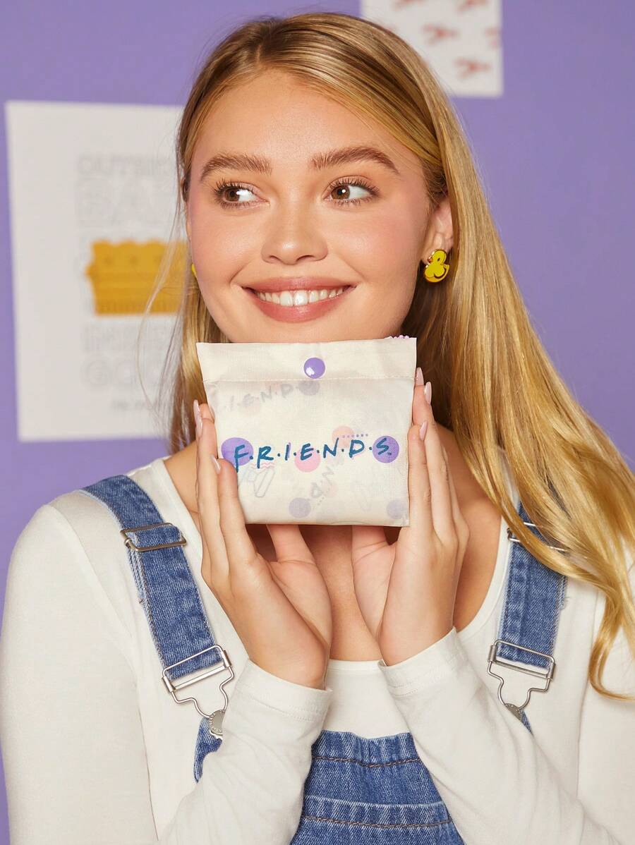 FRIENDS X SHEIN Beige Foldable Shopping Bag With Minimalist ...