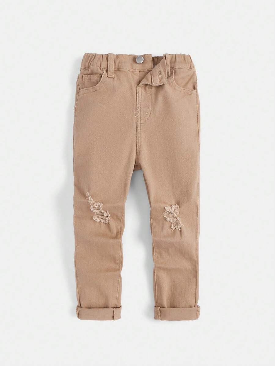SHEIN Young Boys' Distressed Ripped Jeans With Whiskering | SHEIN USA
