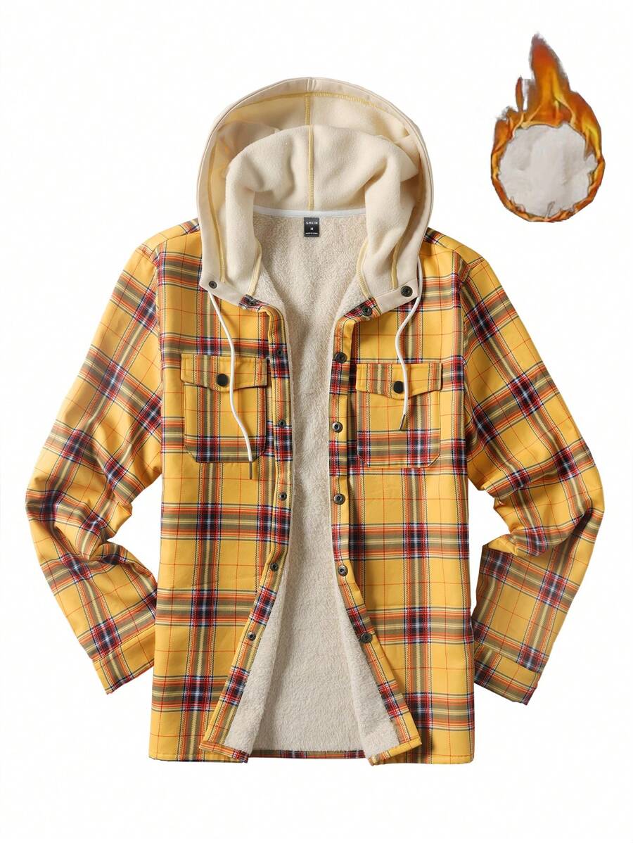 Manfinity Hypemode Men Plaid Print Thermal Lined Hooded Shacket | SHEIN USA