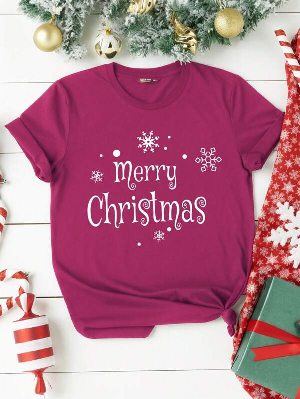 SHEIN Essnce Plus Christmas Print Tee | SHEIN EUR