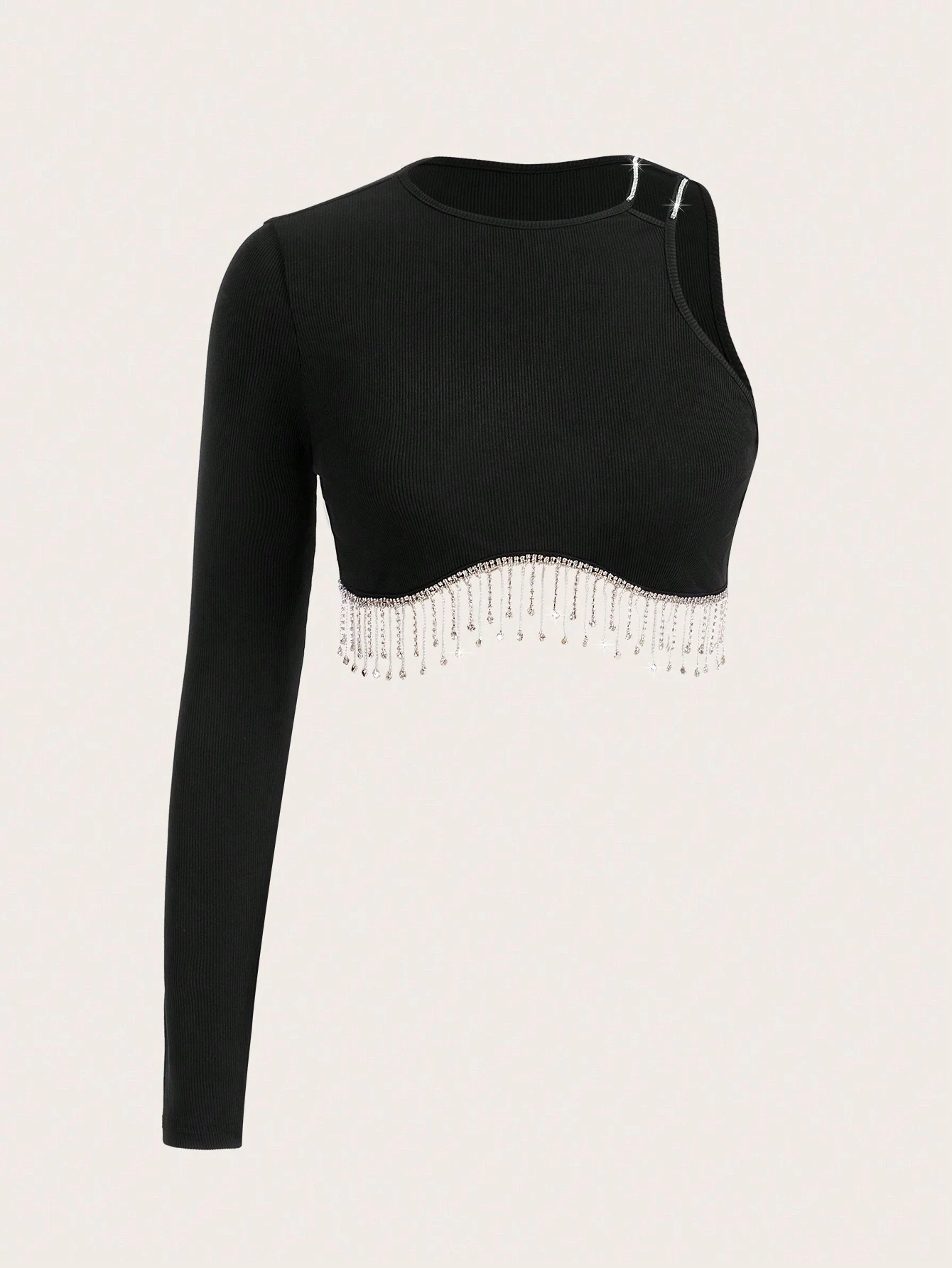 SHEIN ICON Strass Acabamento De Franja Top Crop | SHEIN Brasil