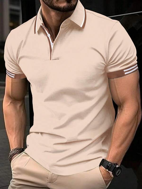 Manfinity Mode Men Contrast Trim Polo Shirt | SHEIN USA