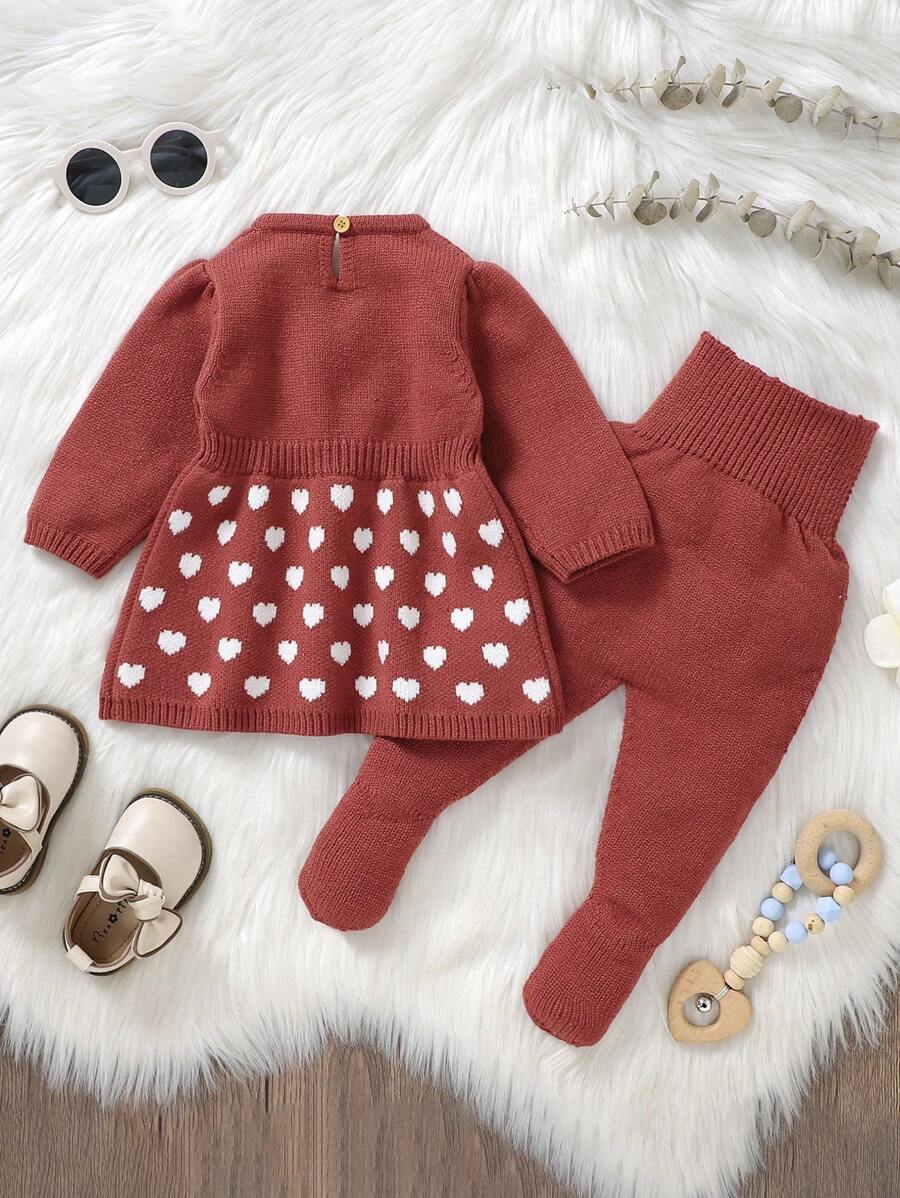 SHEIN Conjunto De Suéter Com Estampa De Coração Para Bebê Menina ...