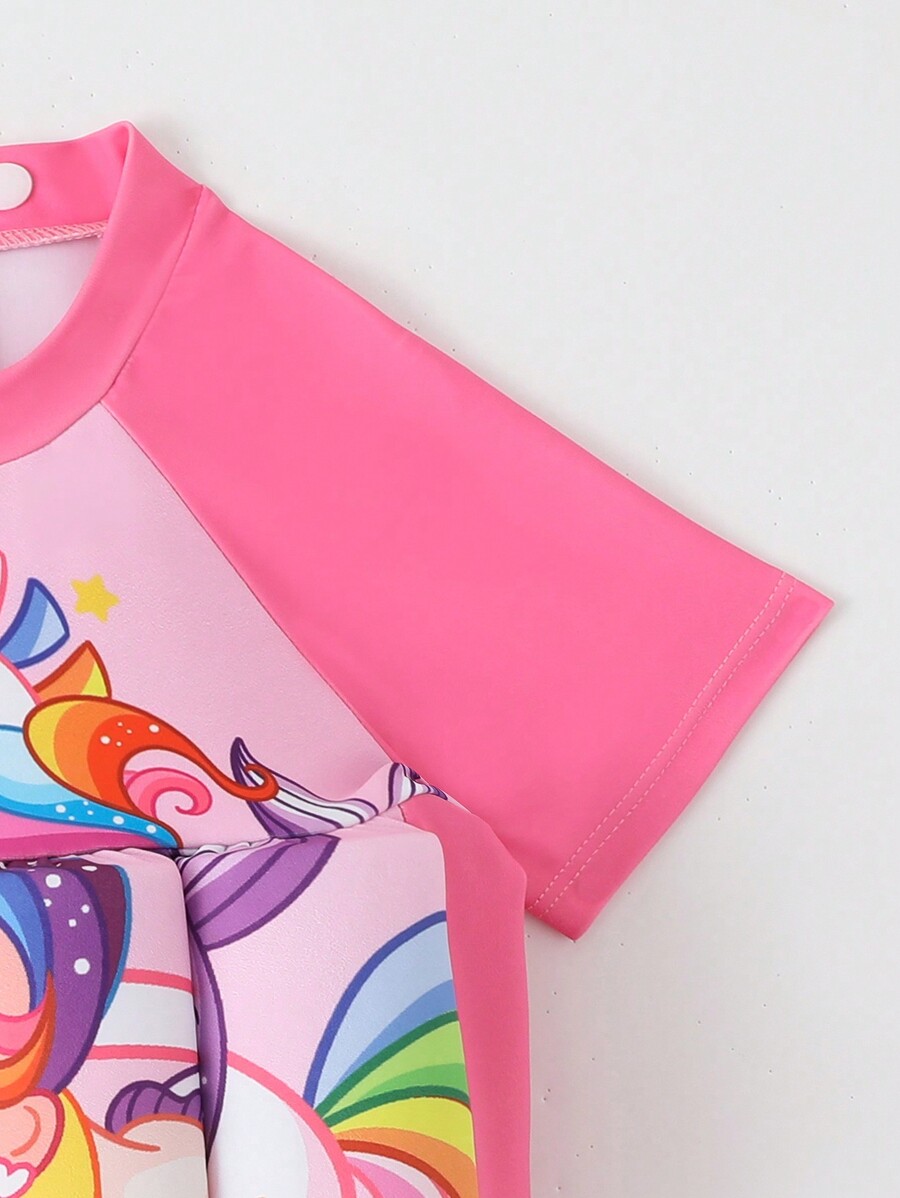 Girls' (little) One-piece Swimsuit With Cartoon Unicorn Print (print ...