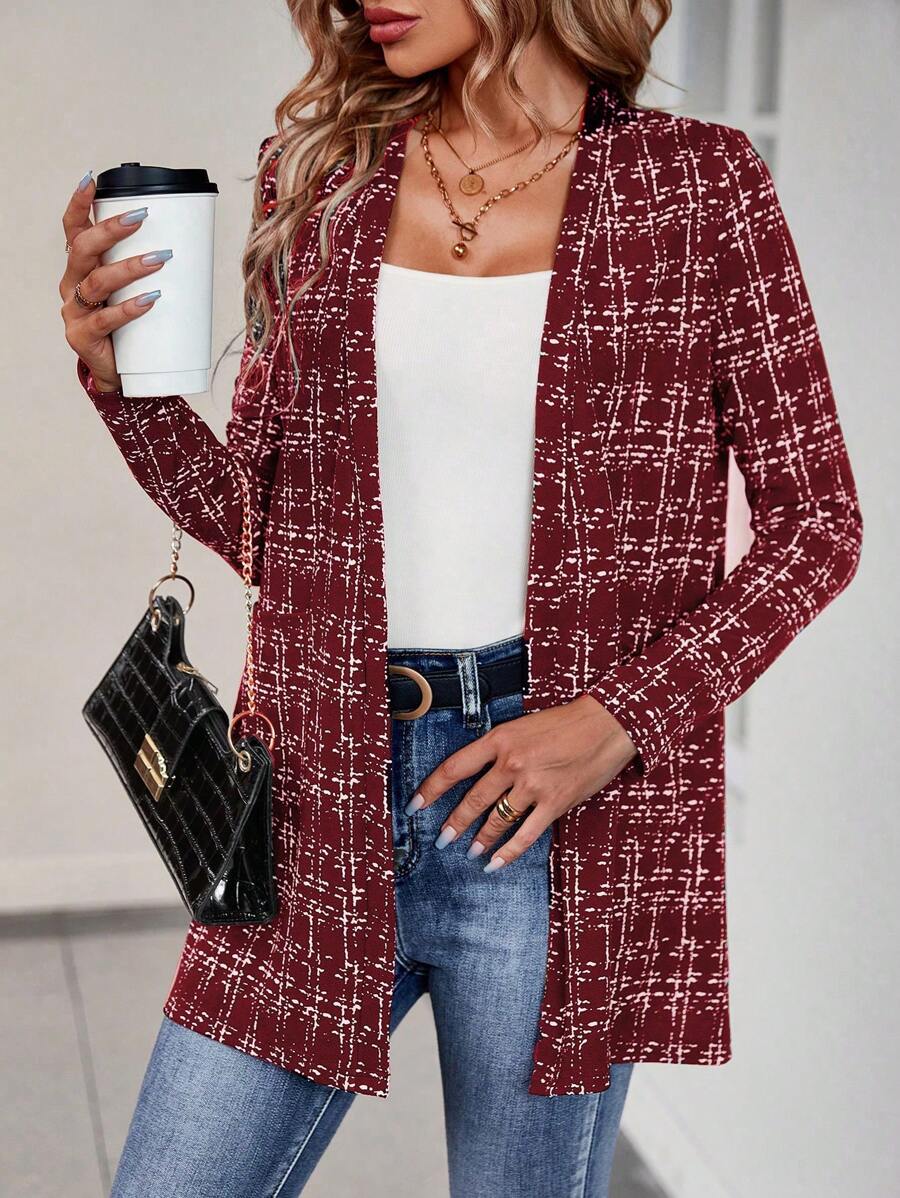 SHEIN Clasi Women's Plaid Regular Fit Long Sleeve Jacket | SHEIN USA