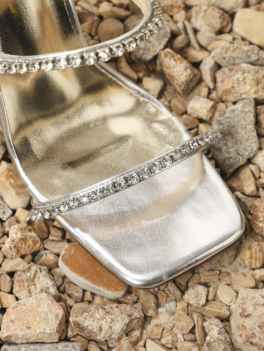 Women's High Heel Sandals Silver High Heel Sandals Fashion Shiny ...