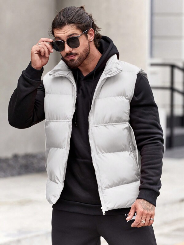 Men 1pc Zipper Front Vest Puffer Coat | SHEIN USA