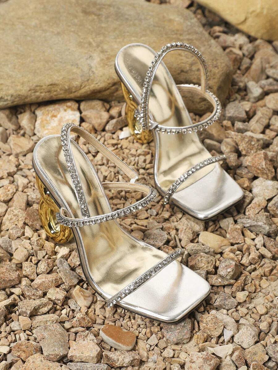 Women's High Heel Sandals Silver High Heel Sandals Fashion Shiny ...