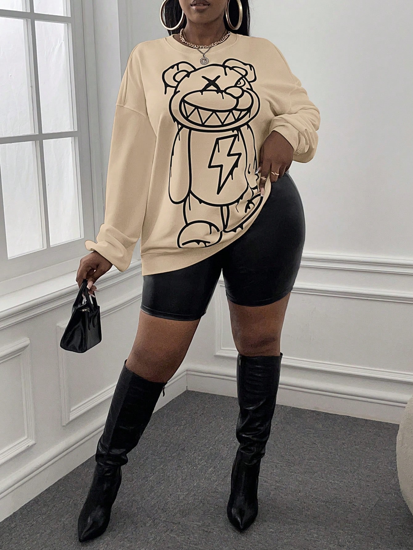 Shein Slayr Plus Bear Print Drop Shoulder Sweatshirt Shein Usa