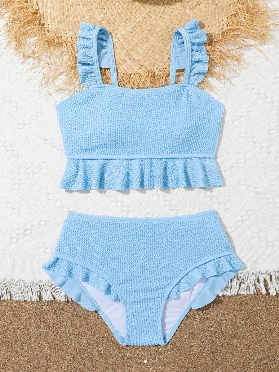 Tween Girl Camisole Style Bikini Plain Color With Ruffles Special ...